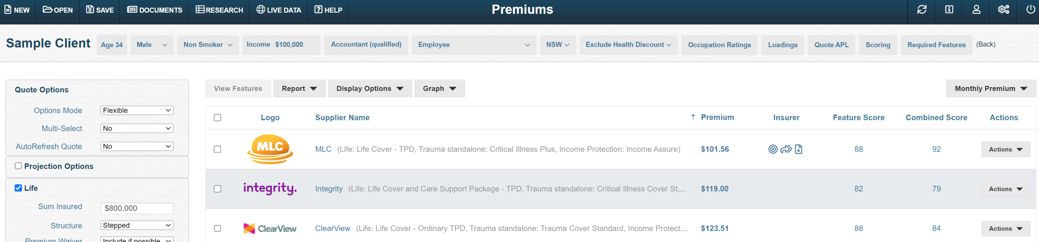 OmniLife - Life Insurance Premium Comparison Software